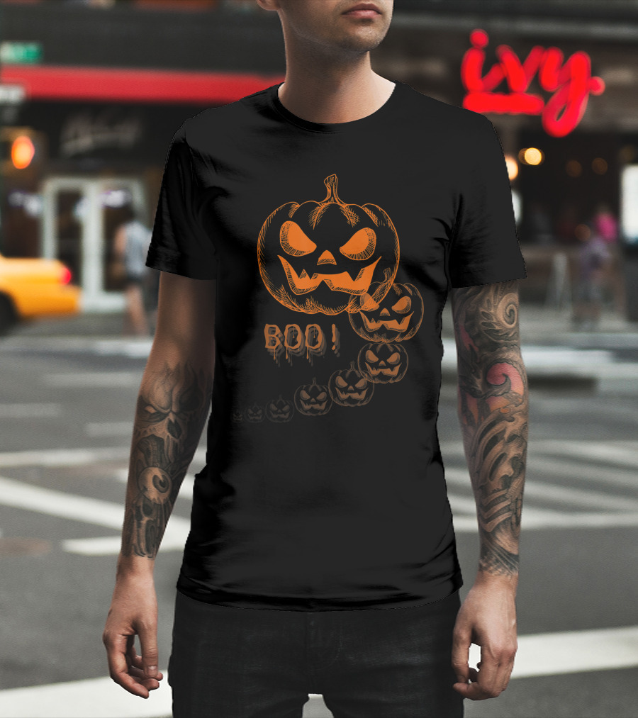 Boo Halloween Pumpkin Jack-O'-Lantern Faces T-Shirt