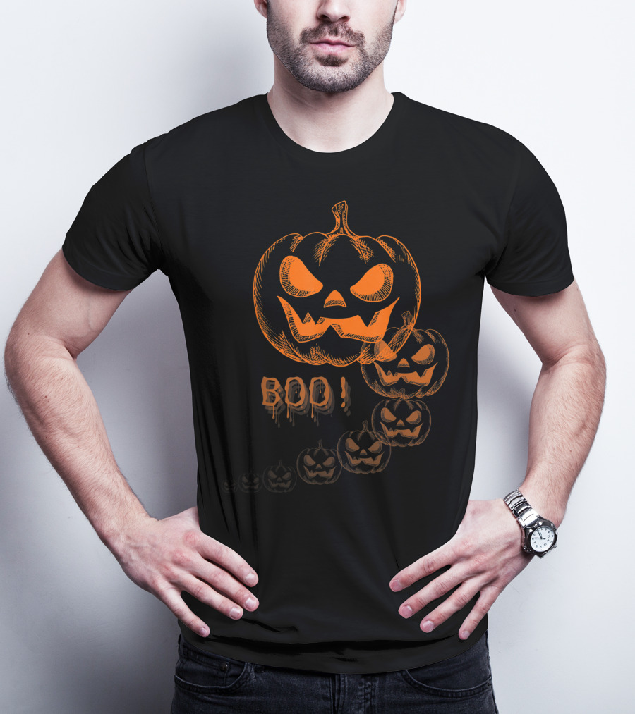 Boo Halloween Pumpkin Jack-O'-Lantern Faces T-Shirt