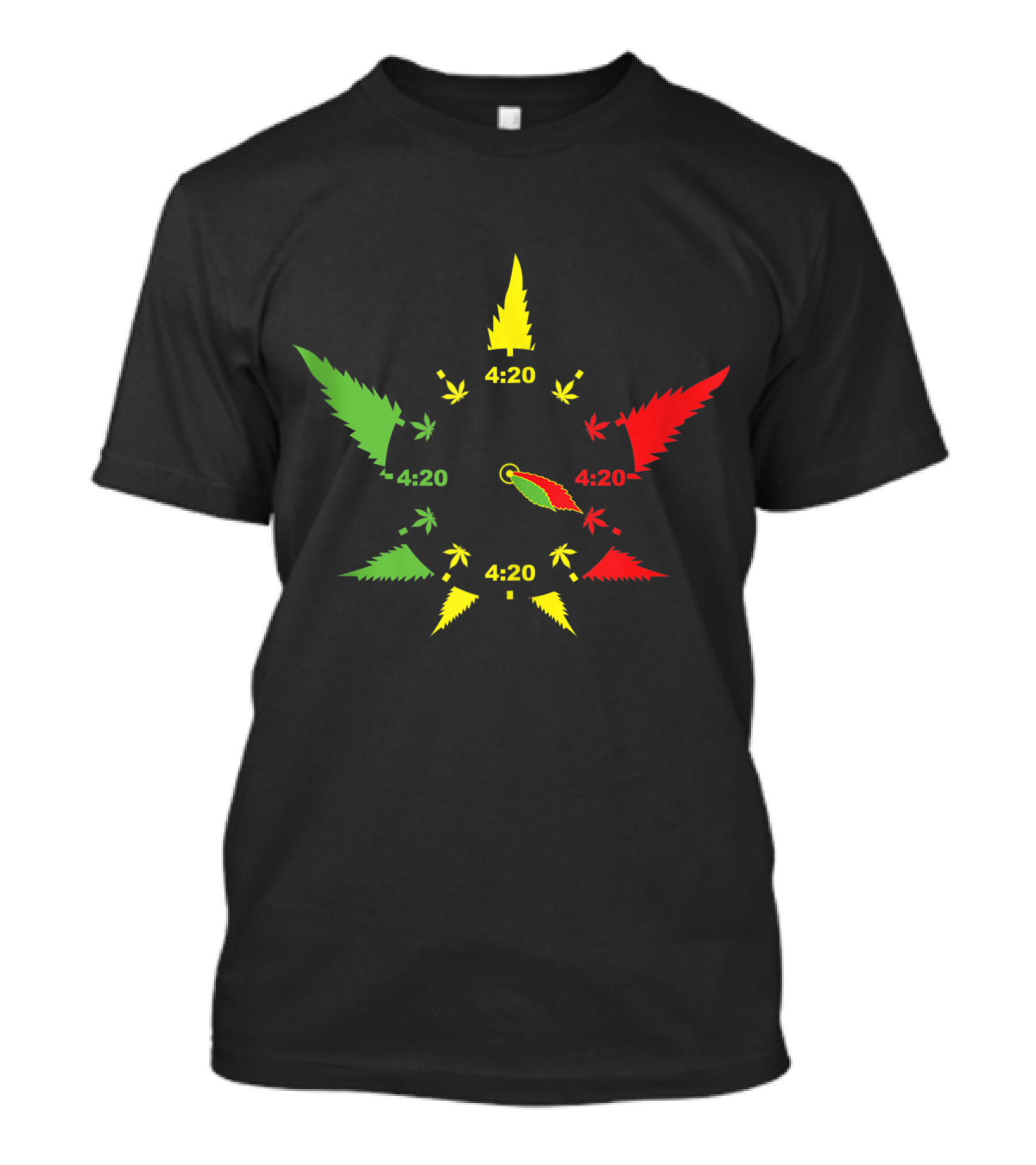420 Cannabis Leaf Clock Red Green Yellow Subtle Stoner Smoking Weed THC Pot T-Shirt