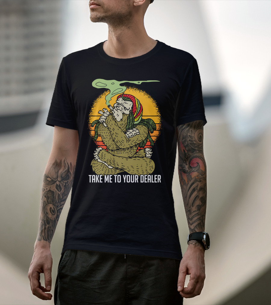 Take Me To Your Dealer Bigfoot Smoking Weed Vintage T-Shirt