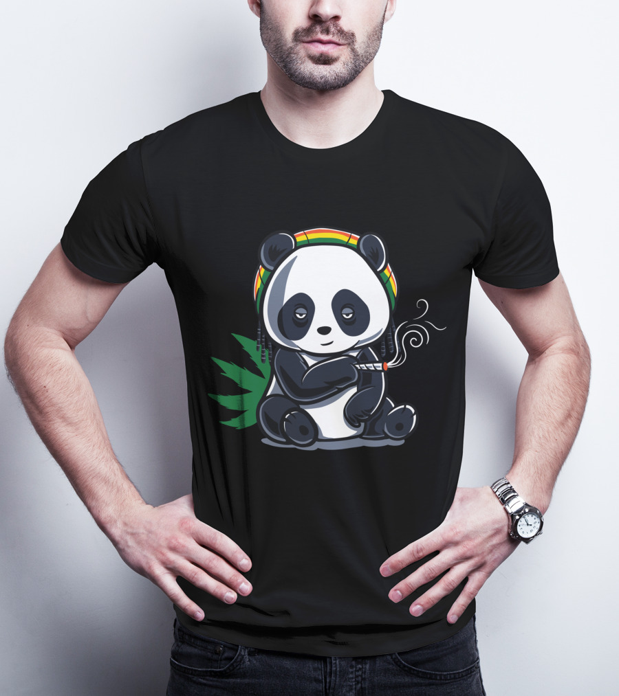 Weed Smoking Panda Rasta Cannabis Stoner THC CBD 420 T-Shirt