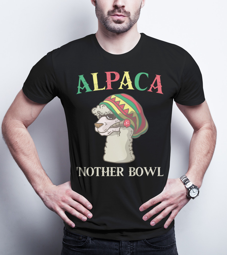 Alpaca Nother Bowl Weed Smoking Llama Cannabis Leaf Stoner T-Shirt