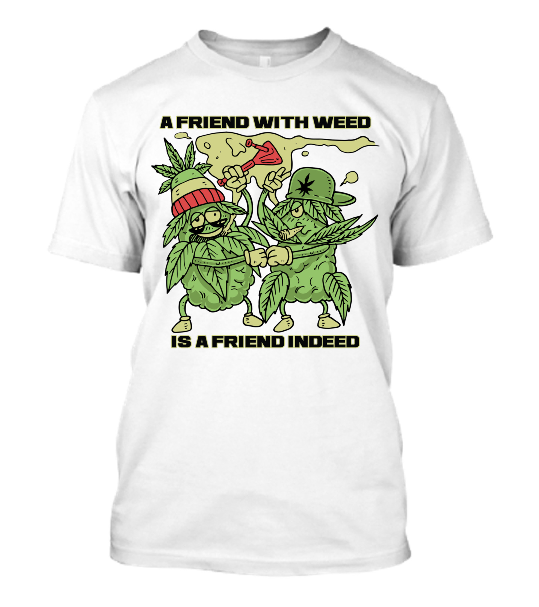 A Friend With Weed Is A Friend Indeed Matching Stoner Leaf Characters High Five T-Shirt
