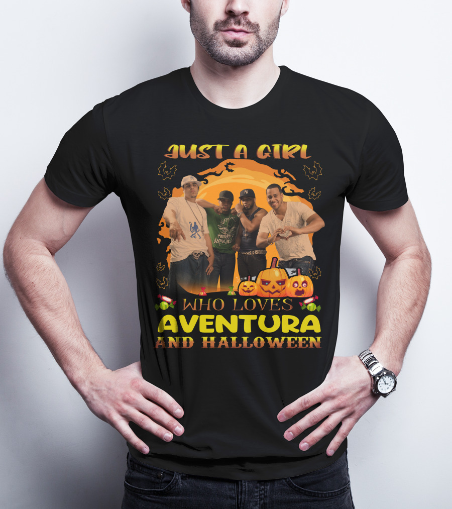 Just A Girl Who Loves Aventura And Halloween Pumpkins And Bats T-Shirt