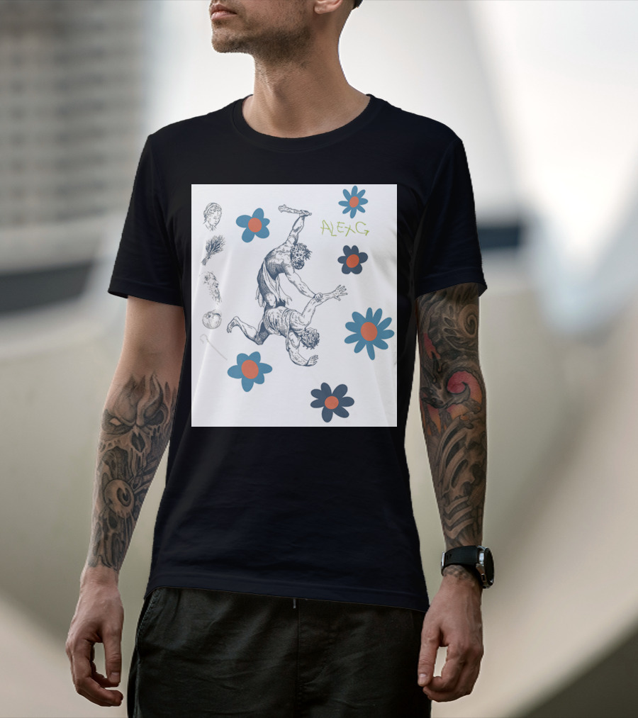 Alex G Floral Mythical Battle With Blue And Orange Flowers T-Shirt