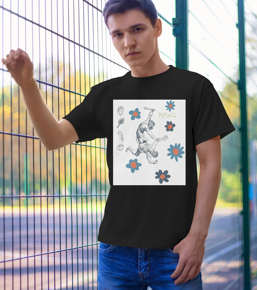 Alex G Floral Mythical Battle With Blue And Orange Flowers T-Shirt