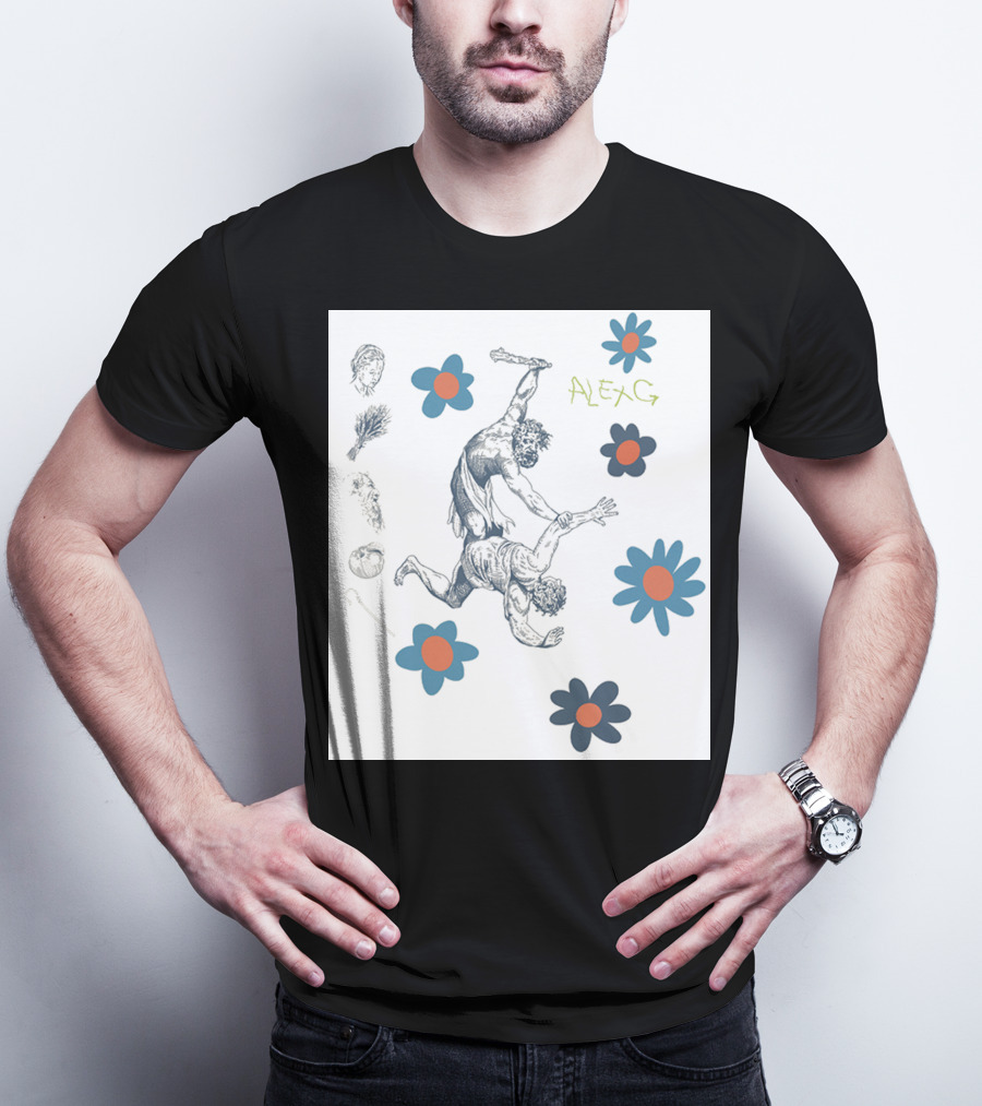 Alex G Floral Mythical Battle With Blue And Orange Flowers T-Shirt