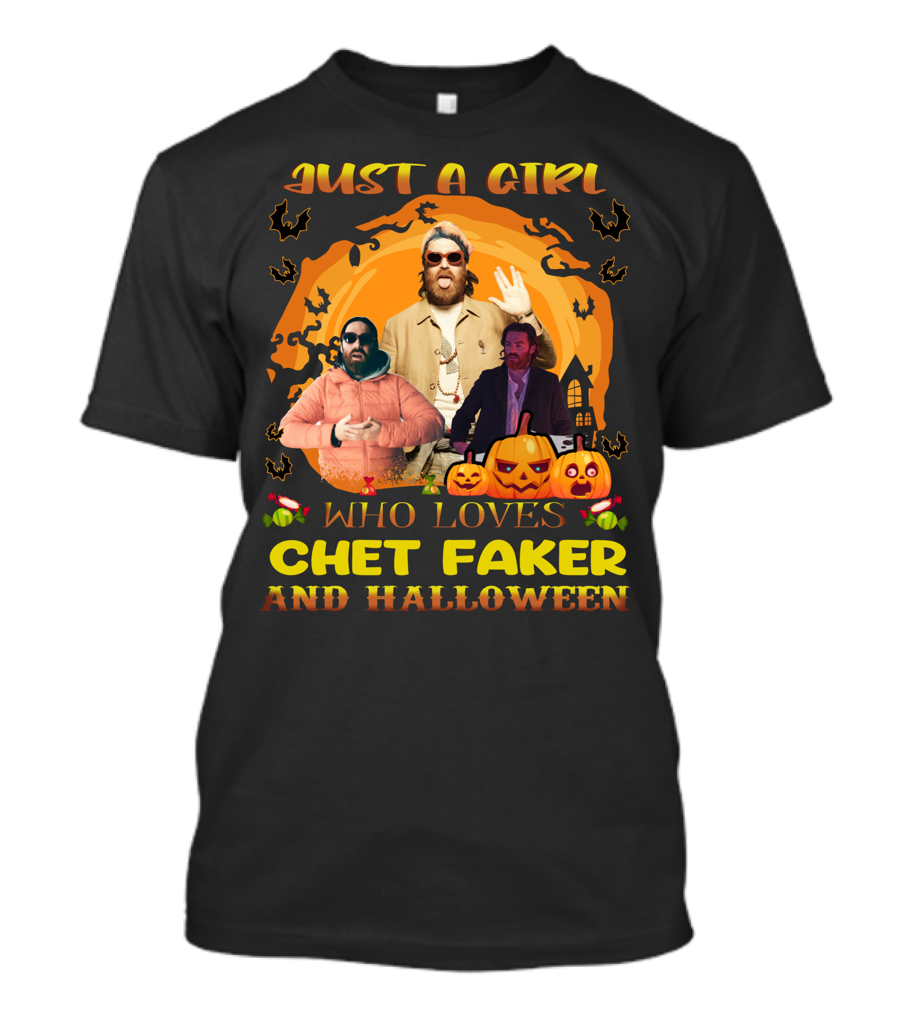 Just A Girl Who Loves Chet Faker And Halloween Pumpkins Bats T-Shirt