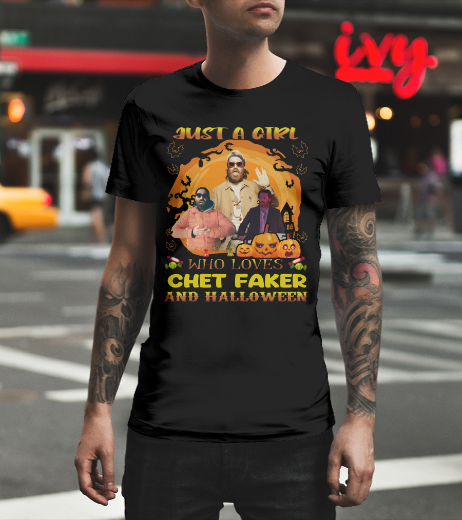 Just A Girl Who Loves Chet Faker And Halloween Pumpkins Bats T-Shirt