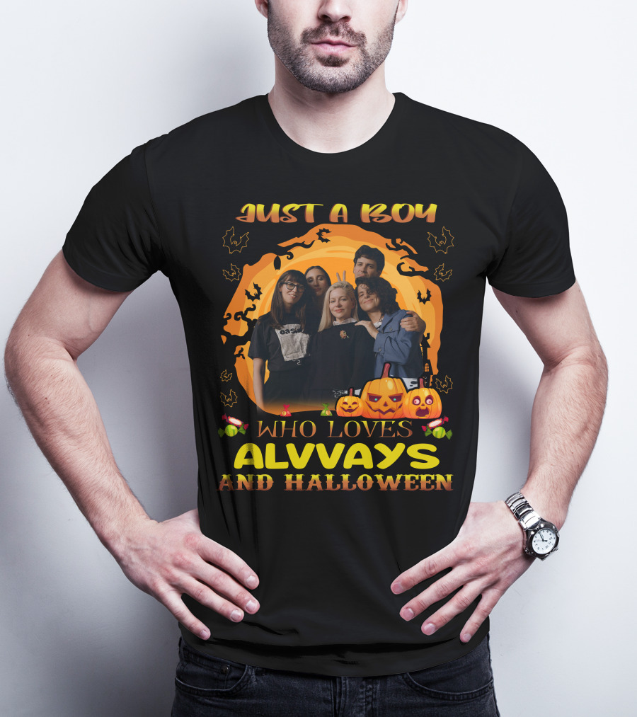 Just A Boy Who Loves Alvvays And Halloween Pumpkins And Candy T-Shirt