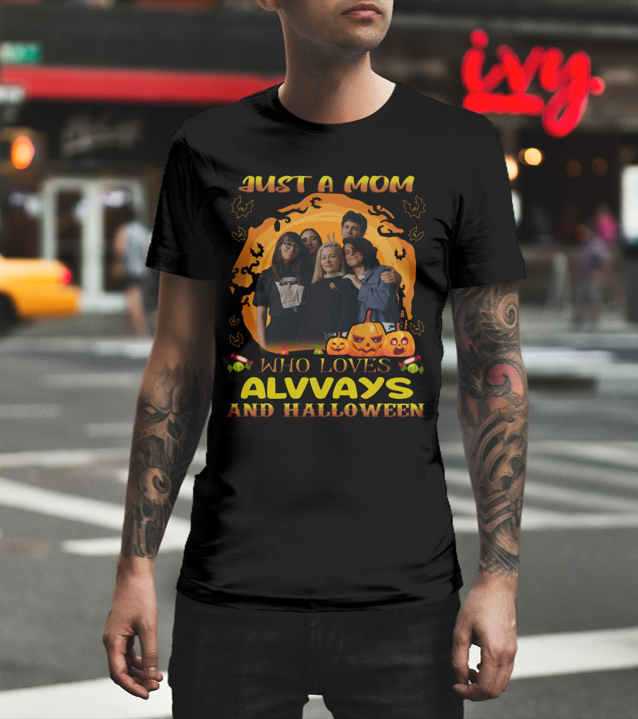 Just A Mom Who Loves Alvvays And Halloween With Pumpkins And Candy T-Shirt