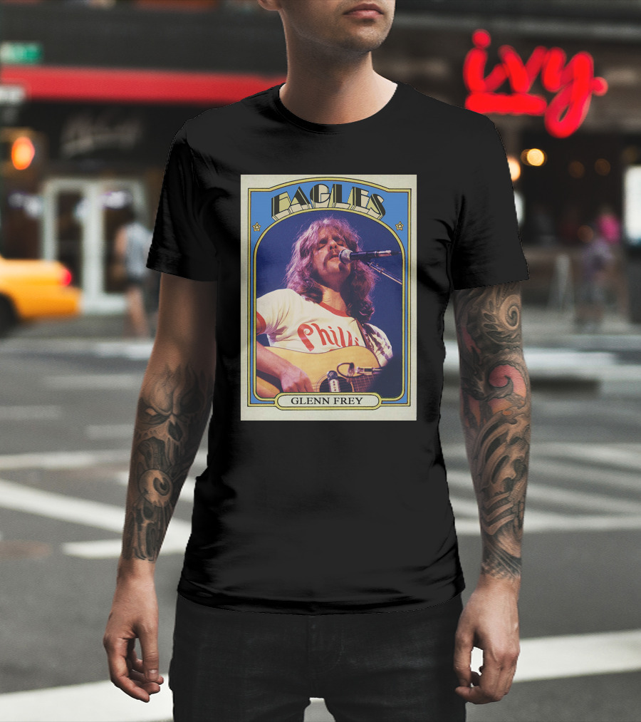 Eagles Glenn Frey Vintage Phillies Tee Card T-Shirt