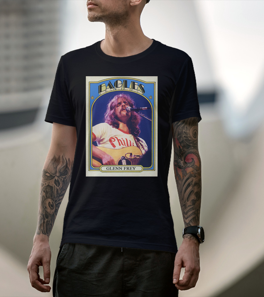 Eagles Glenn Frey Vintage Phillies Tee Card T-Shirt