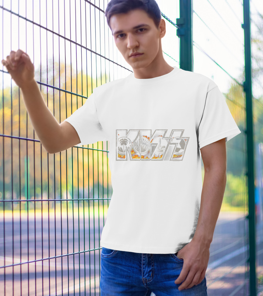 KISS Band Iconic Flame Logo With Band Member Symbols T-Shirt