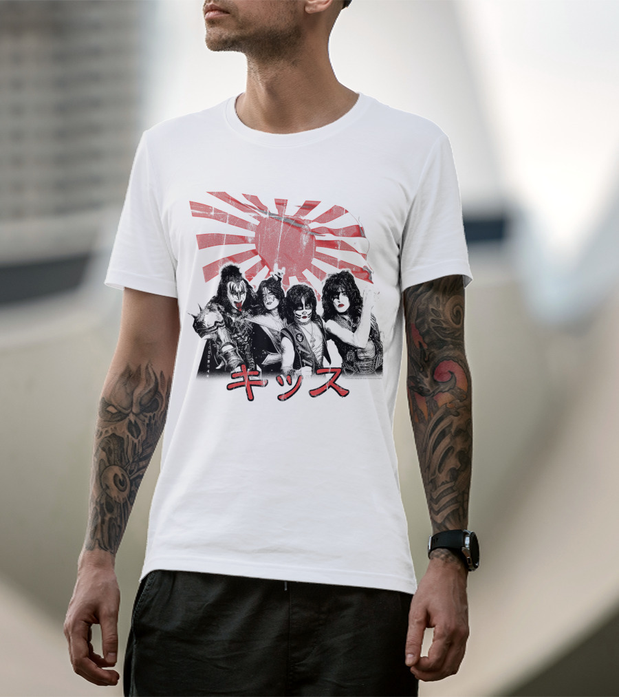 KISS Rising Sun Band Red Sunburst T-Shirt