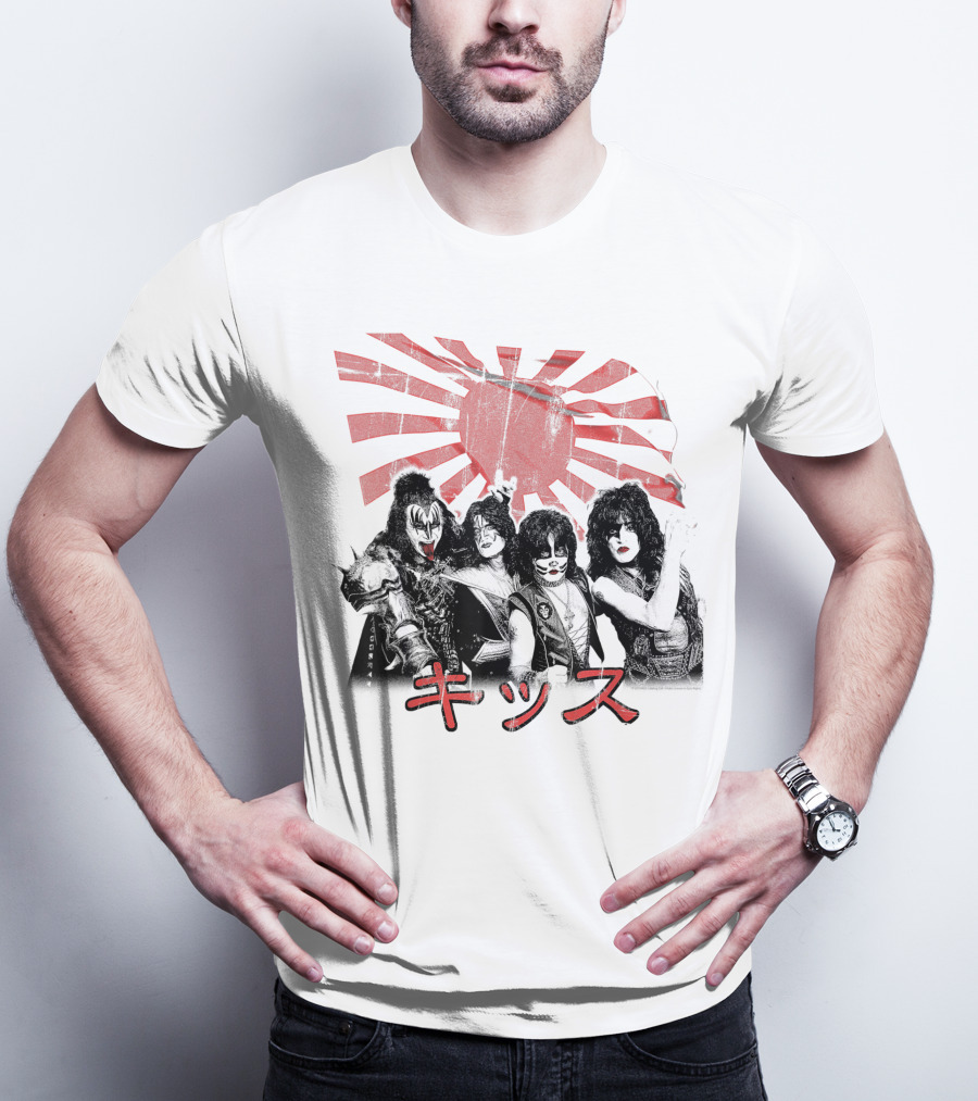 KISS Rising Sun Band Red Sunburst T-Shirt