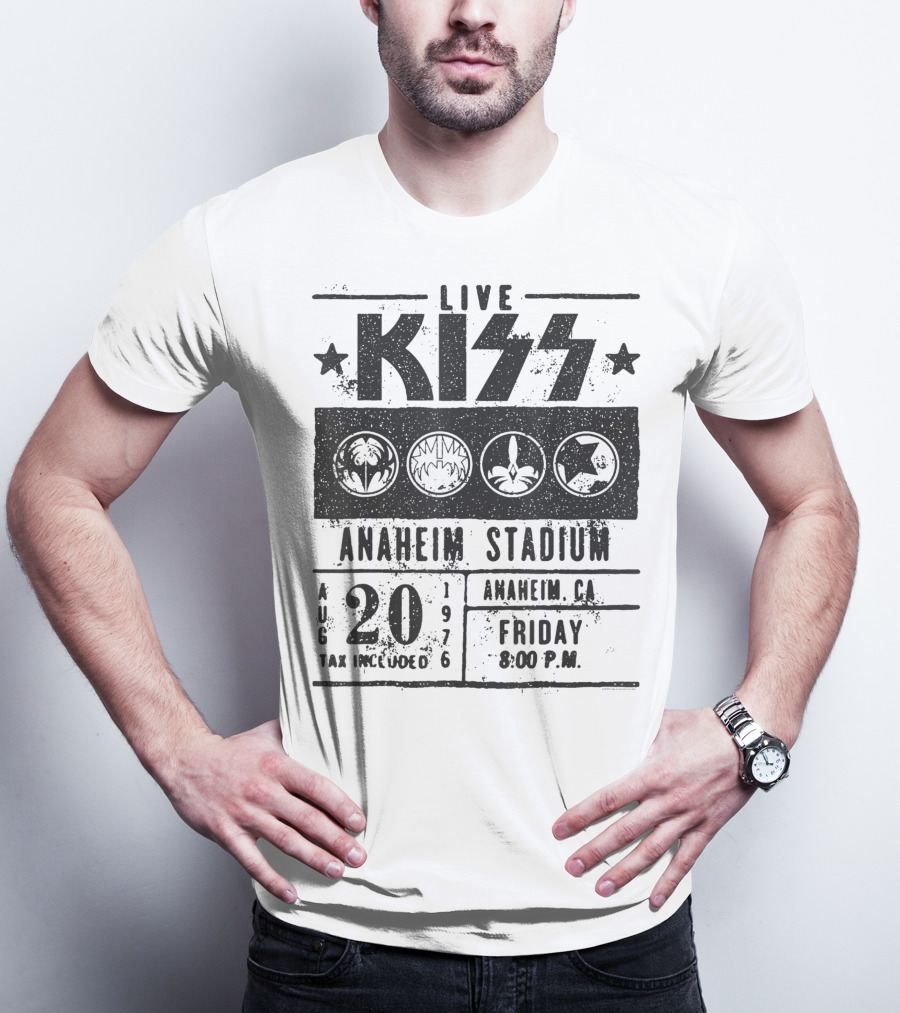 LIVE KISS Anaheim Stadium August 20 1976 Friday 8:00 PM T-Shirt
