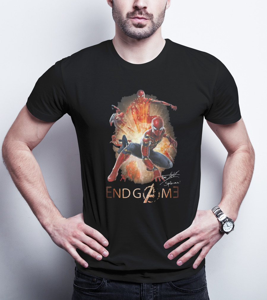 Spider Man Avengers Endgame Tom Holland Spiderman Signature T-Shirt