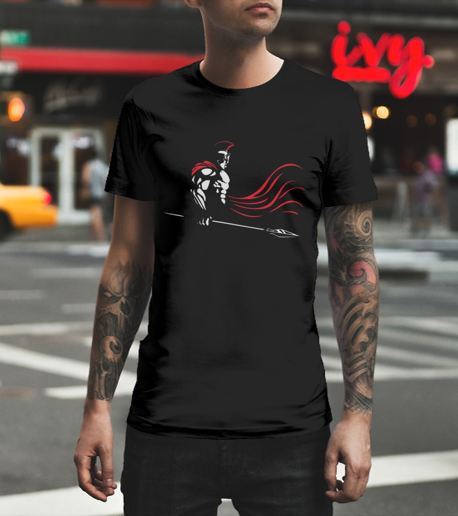 SPARTAN Warrior With Red Cape And Spear T-Shirt