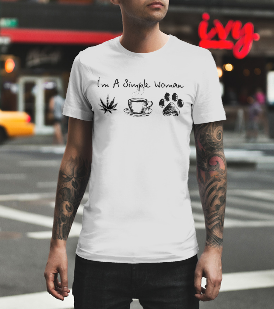 I'm A Simple Woman Leaf Coffee Paw T-Shirt