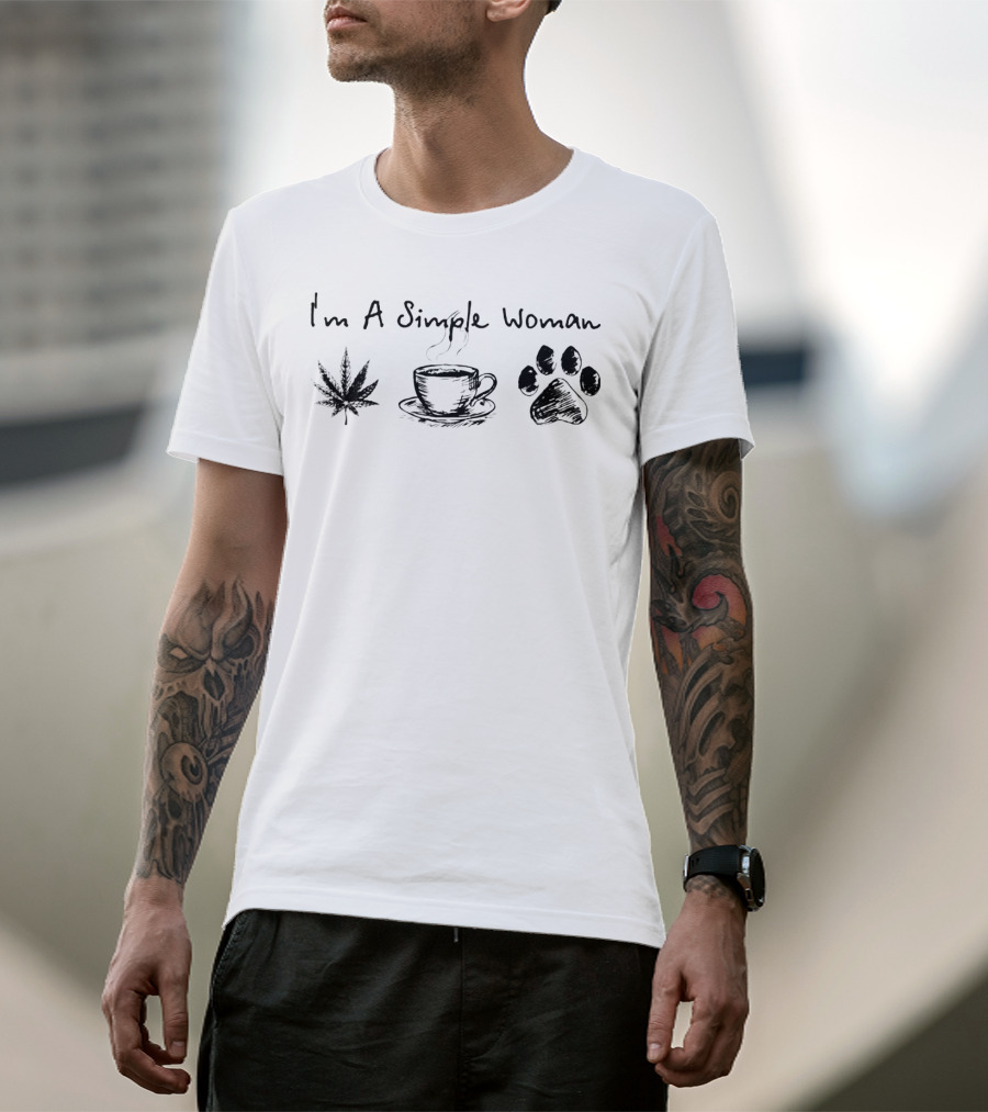 I'm A Simple Woman Leaf Coffee Paw T-Shirt