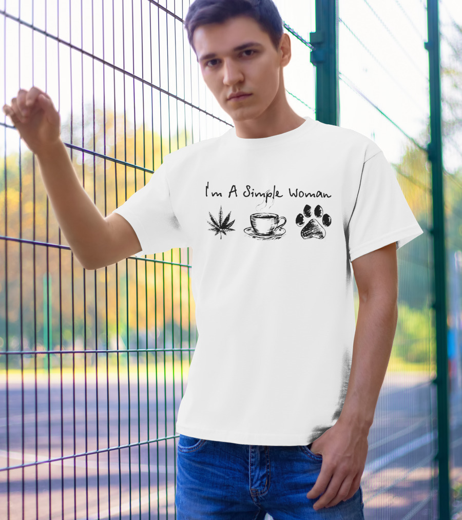 I'm A Simple Woman Leaf Coffee Paw T-Shirt