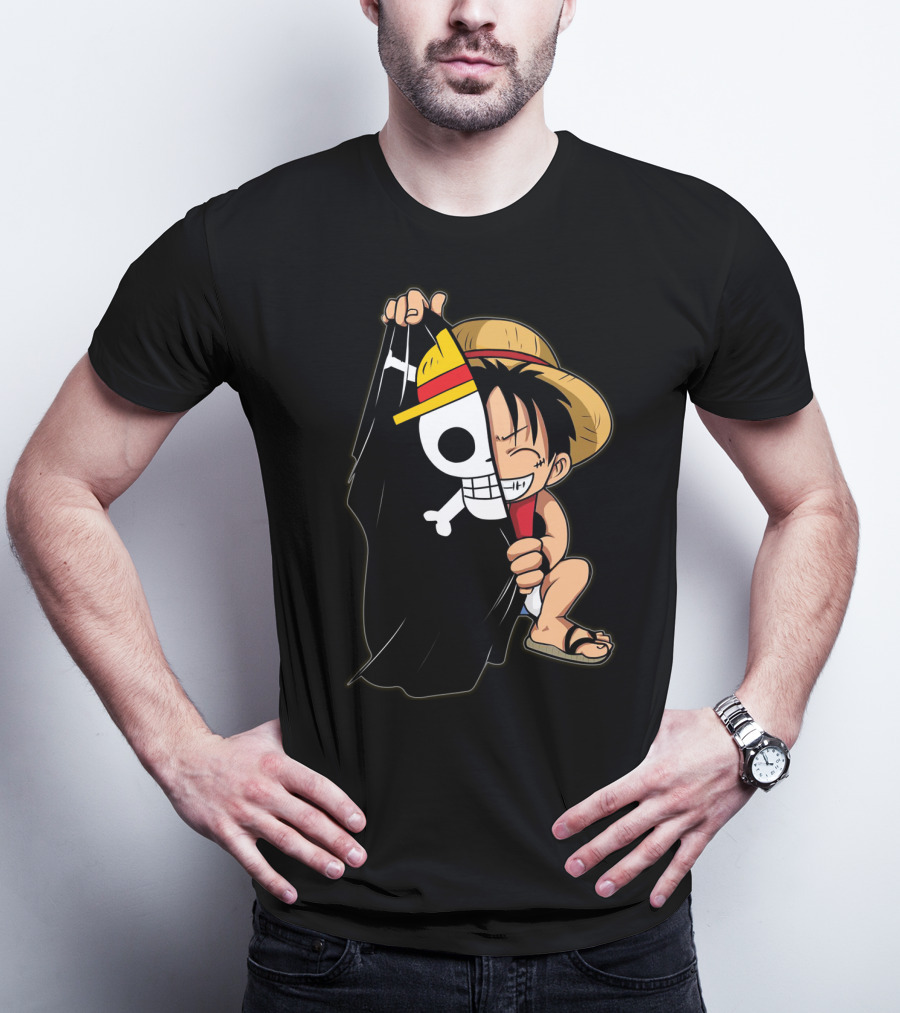 Luffy Pirate Hat Skull Flag Onepiece T-Shirt