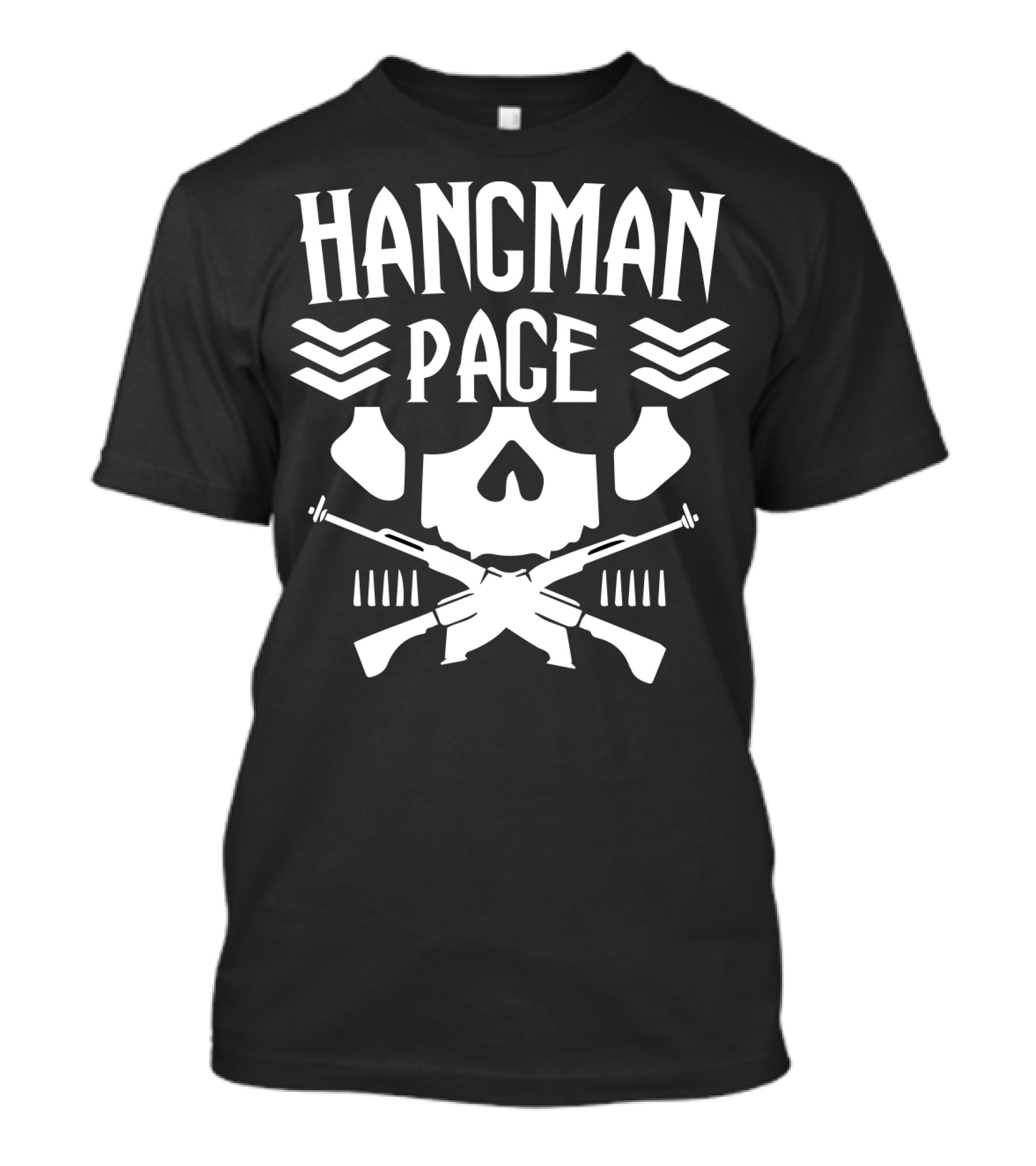 HANGMAN PAGE Skull Crossed Guns Chevrons T-Shirt