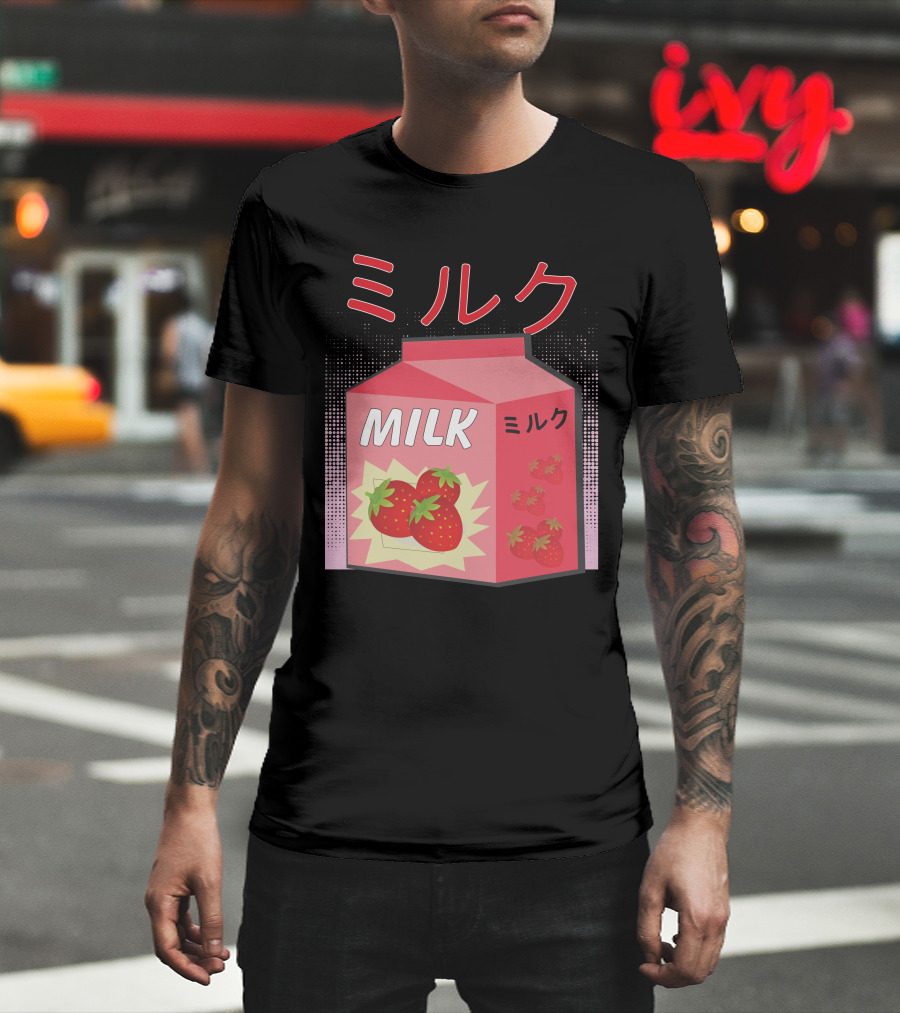 Japanese Otaku Anime Milk Strawberry Milkshake T-Shirt