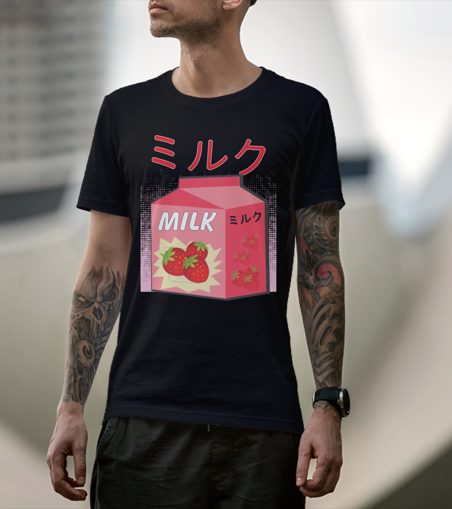 Japanese Otaku Anime Milk Strawberry Milkshake T-Shirt