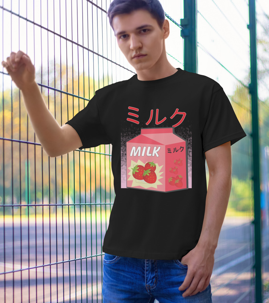 Japanese Otaku Anime Milk Strawberry Milkshake T-Shirt