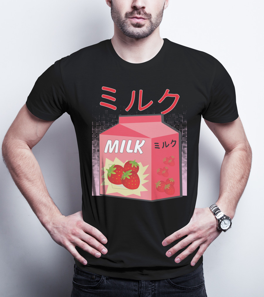 Japanese Otaku Anime Milk Strawberry Milkshake T-Shirt