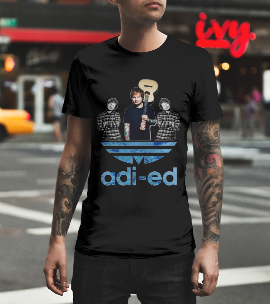 Adi-Ed Sheeran Trio With Guitar And Blue Stripes T-Shirt
