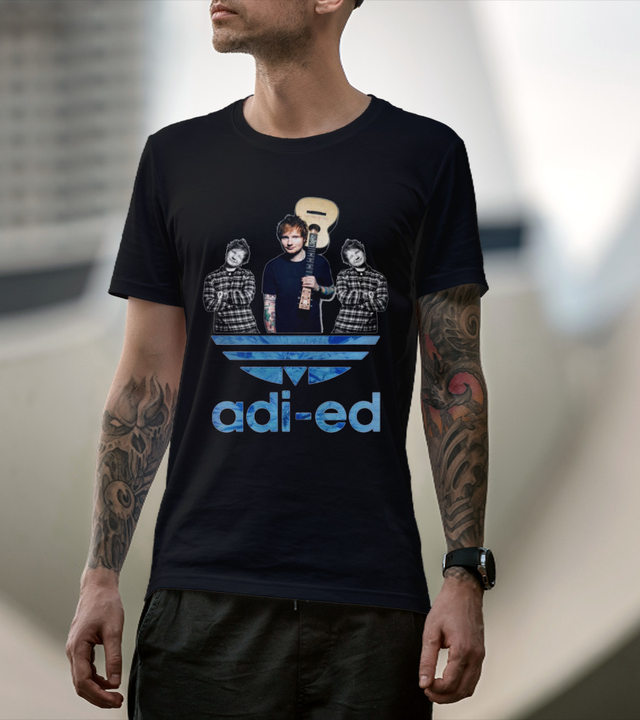 Adi-Ed Sheeran Trio With Guitar And Blue Stripes T-Shirt