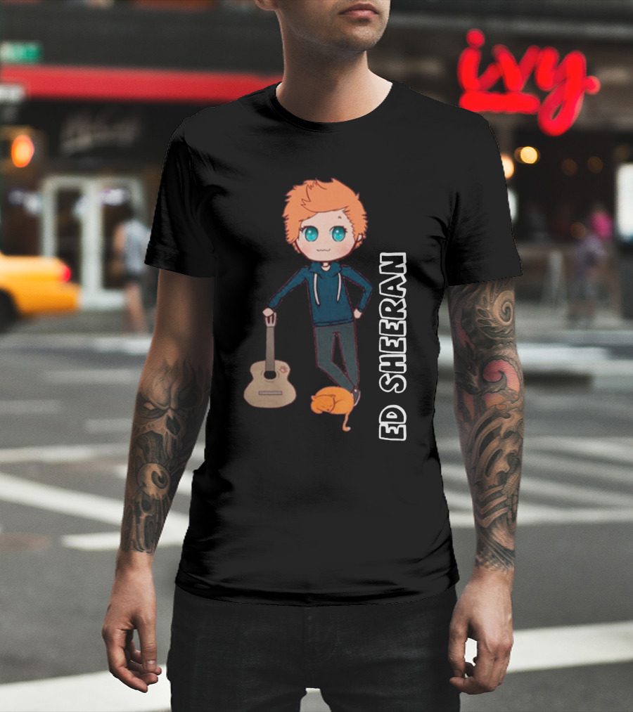 Ed Sheeran Cute Cat Guitar T-Shirt