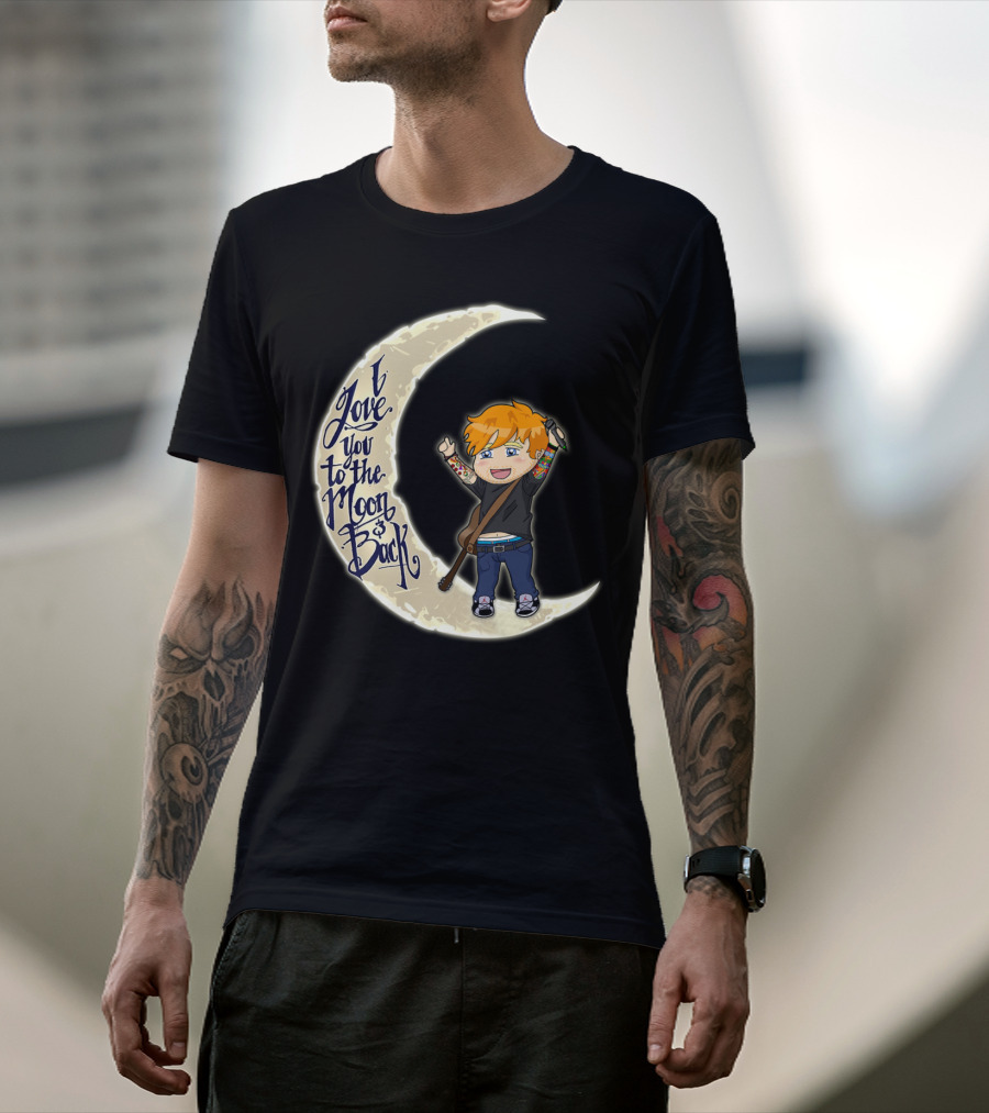 I Love You To The Moon And Back - Cartoon Guitar Character T-Shirt