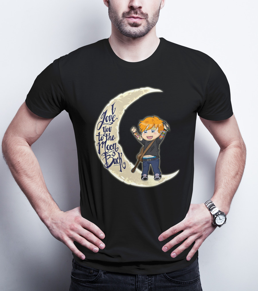 I Love You To The Moon And Back - Cartoon Guitar Character T-Shirt