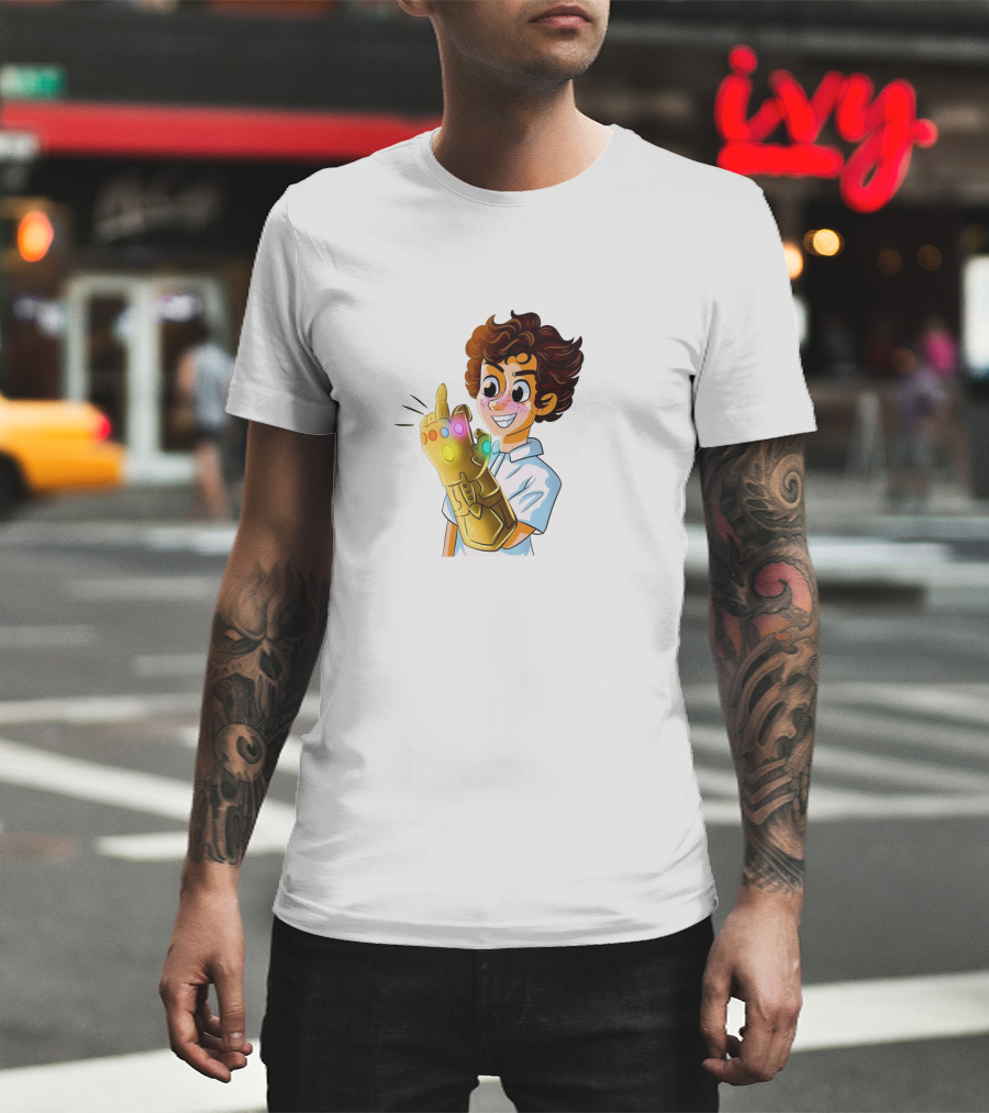 Jack Dylan Grazer Cartoon Character Wearing Infinity Gauntlet T-Shirt