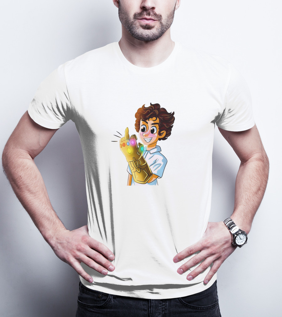 Jack Dylan Grazer Cartoon Character Wearing Infinity Gauntlet T-Shirt