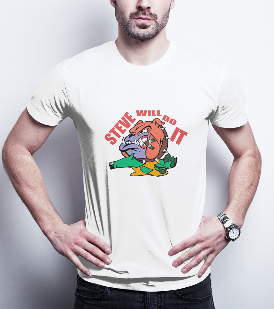 STEVE WILL DO IT Angry Alligator With Broken Bottle T-Shirt