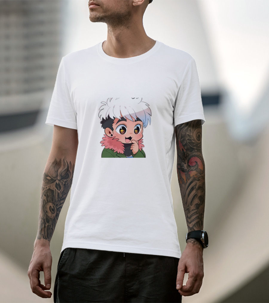 Derkslurp Anime Style Character With Star Eyes And Fluffy Hair T-Shirt