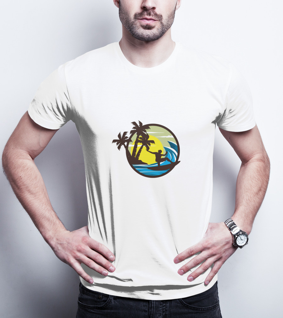 Surfing Sport Tropical Sunset Wave Palms Rider T-Shirt