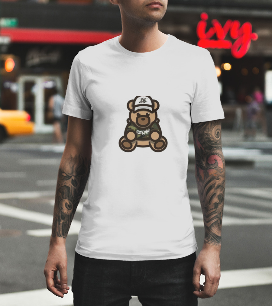 Ozuna Teddy Bear Wearing Camo Outfit And Trippy Gang Cap T-Shirt