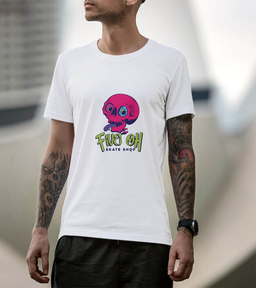 Five Oh Skate Shop Neon Skull Donut T-Shirt