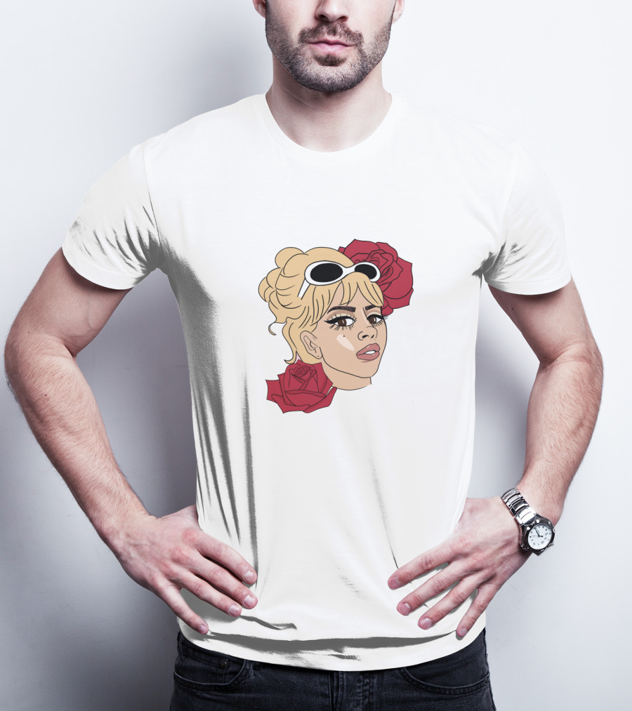 Kali Uchis Blonde Sunglasses Red Roses T-Shirt