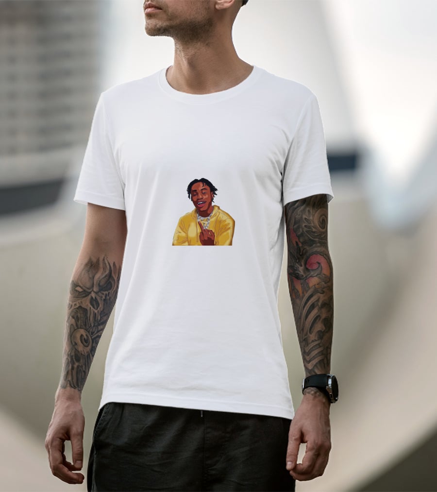 Lil Tjay Yellow Jacket Cartoon Pose T-Shirt
