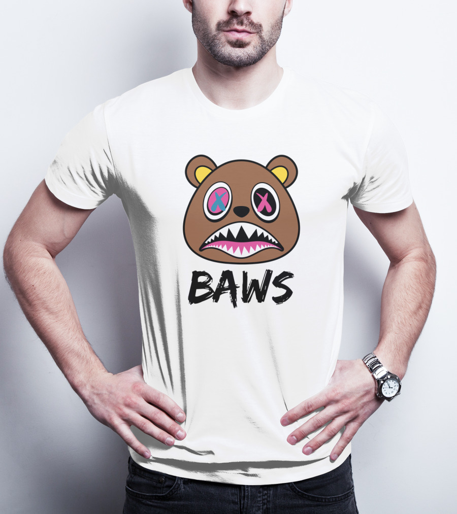BAWS Pink And Blue Cross-Eyed Bear T-Shirt