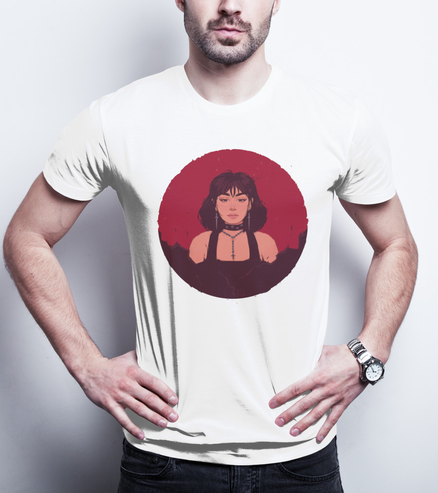 XCX Gothic Style Portrait With Cross Accessories T-Shirt