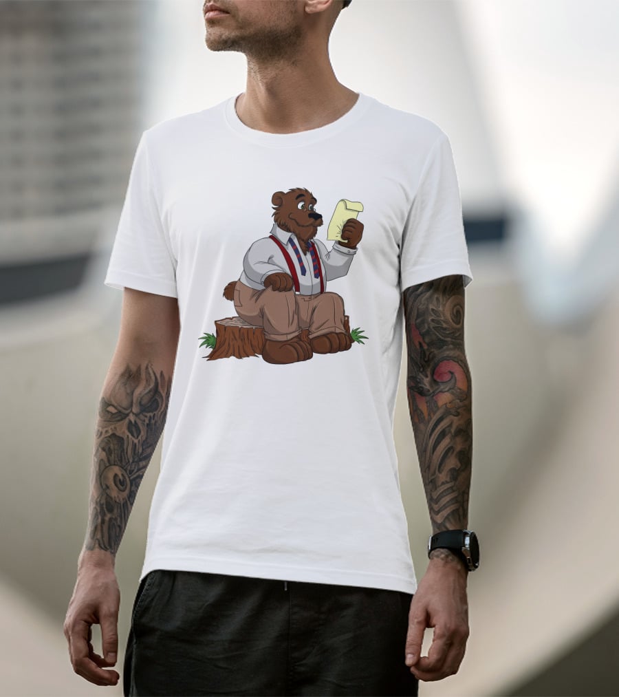 Papa Bear Reading Note Iconic Cartoon T-Shirt