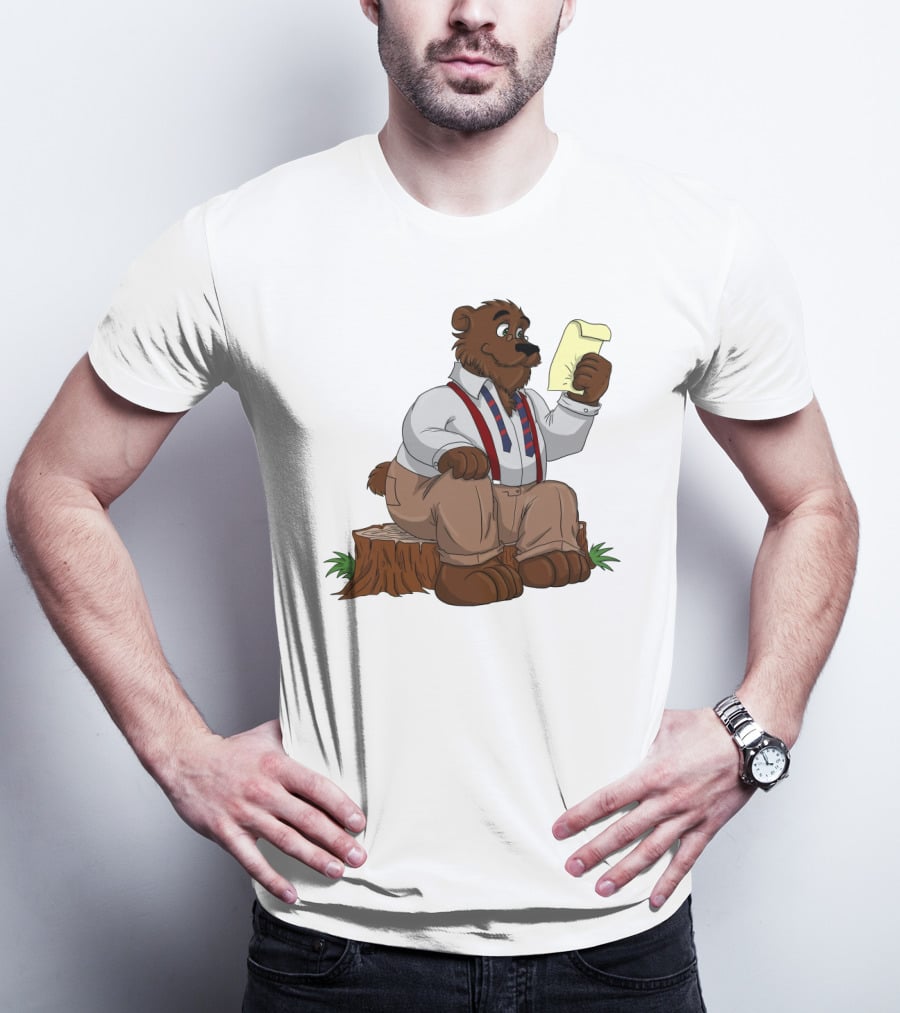 Papa Bear Reading Note Iconic Cartoon T-Shirt